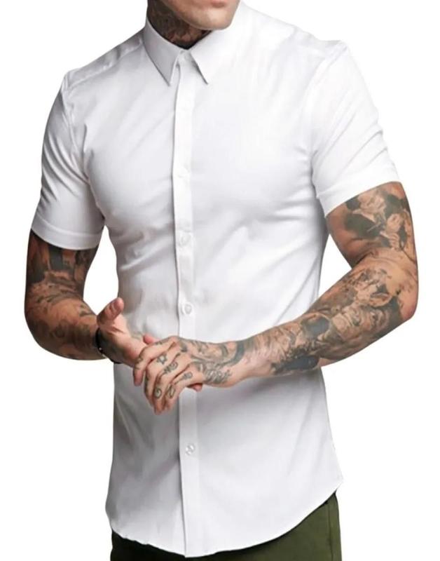 Camisa Social Masculina Manga Curta Slim Fit Vida Loca Modas - Camisas ...