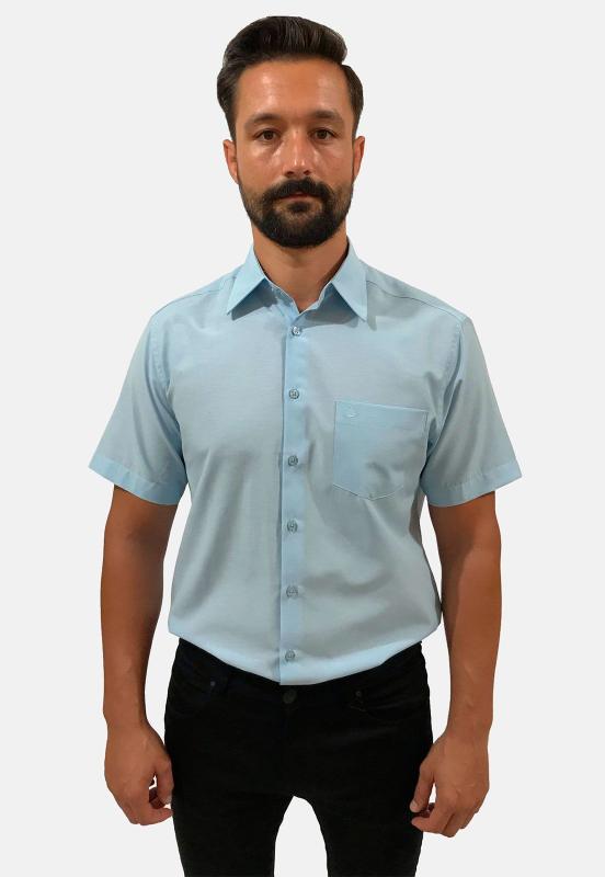 Camisa Social Masculina Olimpo Lisa com Bolso Manga Curta 6 cores ...