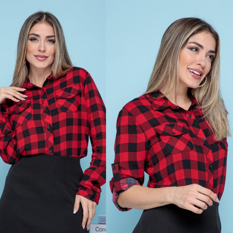 Camisa xadrez feminina - WANGYE - Camisa Feminina - Magazine Luiza