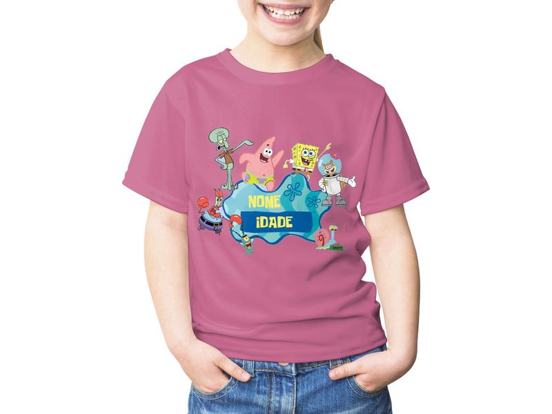 Camiseta Infantil Bob Esponja Fenda do Biquini Desenho Personagem Tema ...