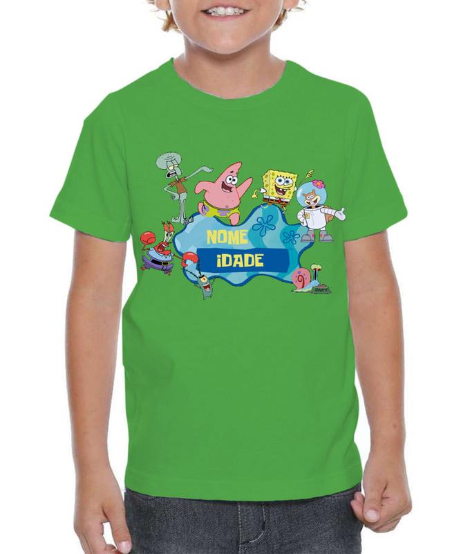 Camiseta Infantil Bob Esponja Fenda do Biquini Desenho Personagem Tema ...