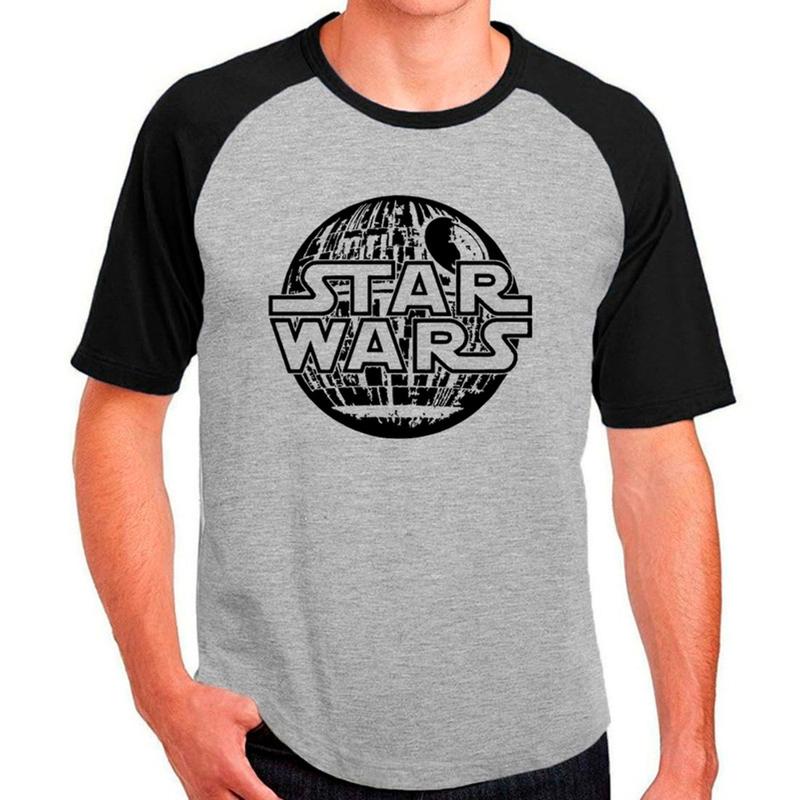 Camiseta Masculina Raglan Cinza Preta Star Wars Filme 01 - DESIGN ...
