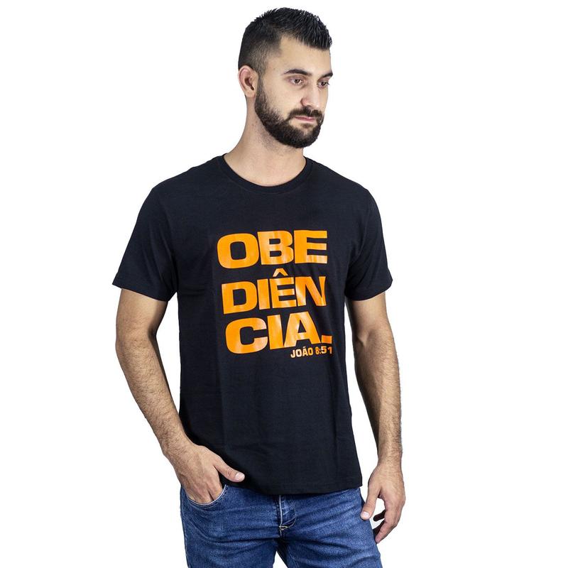 Camiseta Obediência Preta E Laranja G&A Moda Cristã - G MODA CRISTÃ ...