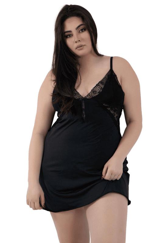 Camisola Diluxo Detalhe Em Renda Preta Plus Size - Camisola Plus Size - Magazine Luiza