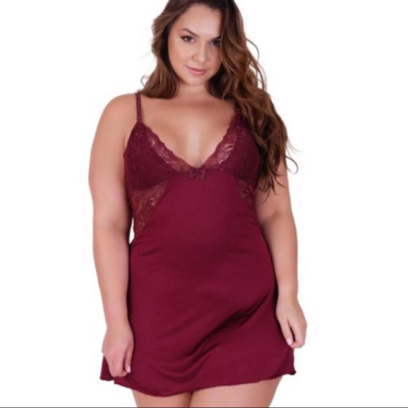 Camisola Plus Size Com Renda Conforto e Beleza Extra Grande - Impresioni - Camisola Plus Size ...