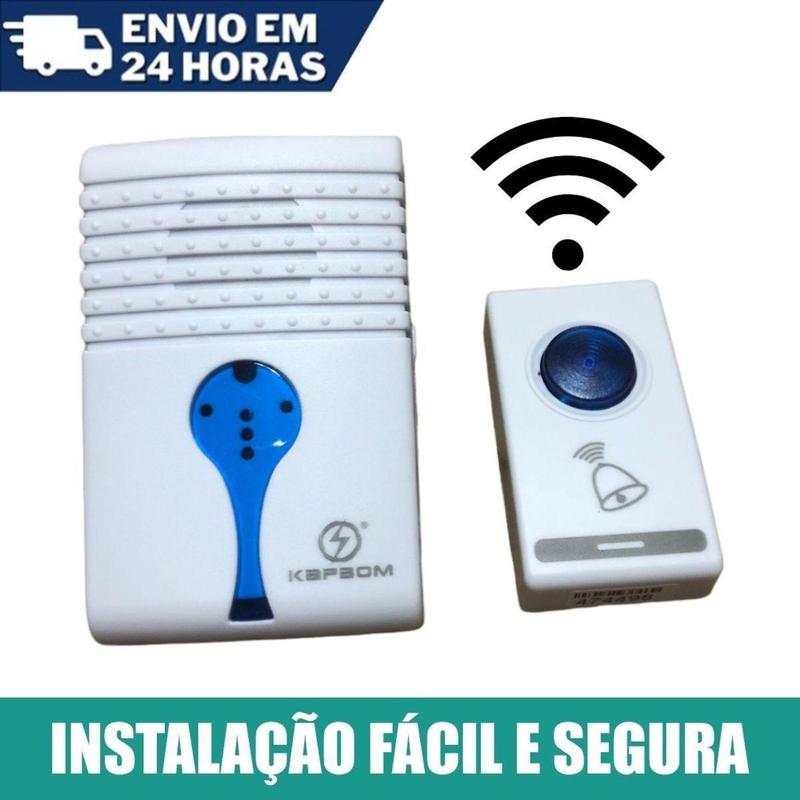 Campainha Residencial Wireless Sem Fio Resistente Água Wifi - Kapbom ...