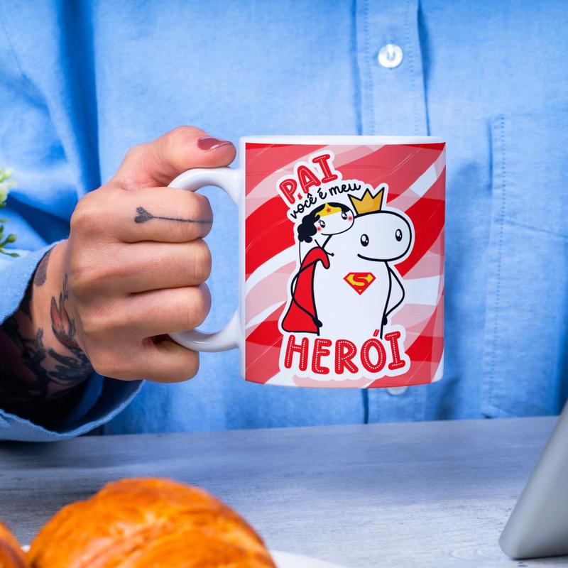 Caneca Branca 325ml - Flork - Pai Você é meu Herói - Dona Dani Personalizados - Caneca ...