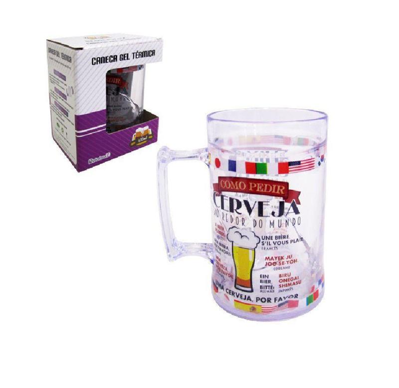 Caneca Cerveja em Gel Silicone Térmica 400ml Acrílica - Pratica Ud - Caneca de Cerveja ...