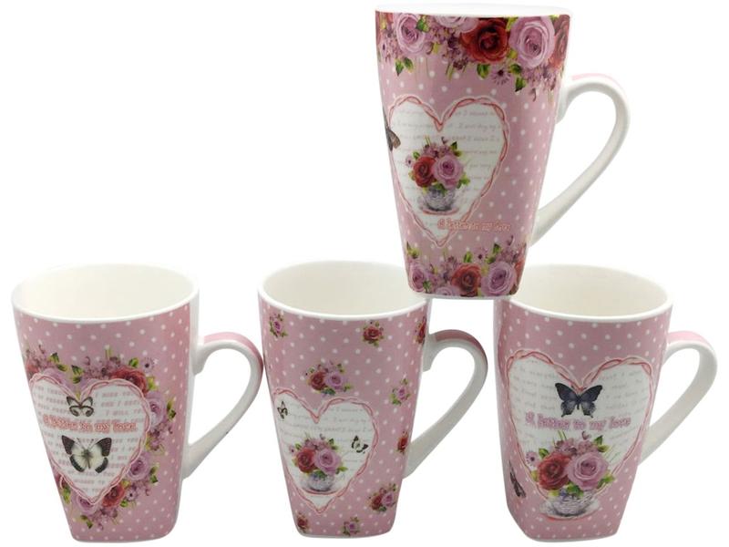 Caneca de Porcelana de Café 400ml Bella Tavola - Love 4 Peças - Caneca ...