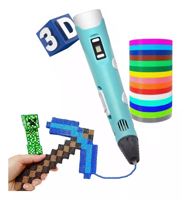 Caneta 3D Led Com Filamento Impressora Brinquedo Infantil - Caneta 3D ...