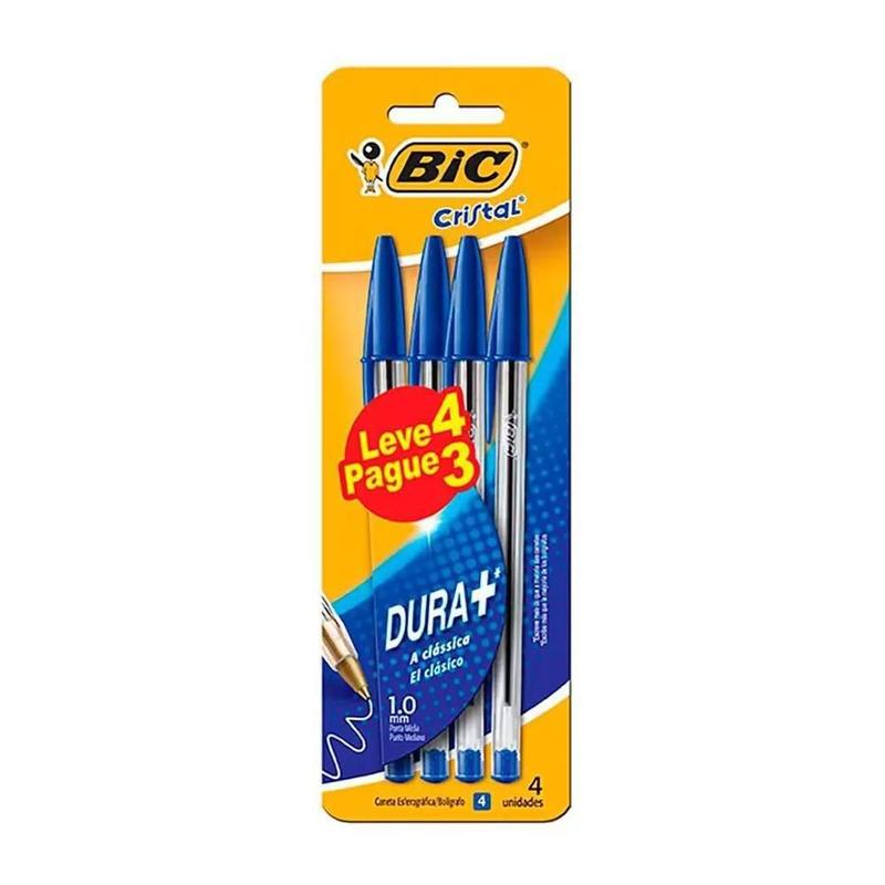 Caneta Bic Azul Esferográfica Clássica Cartela C/4 Canetas - Caneta ...