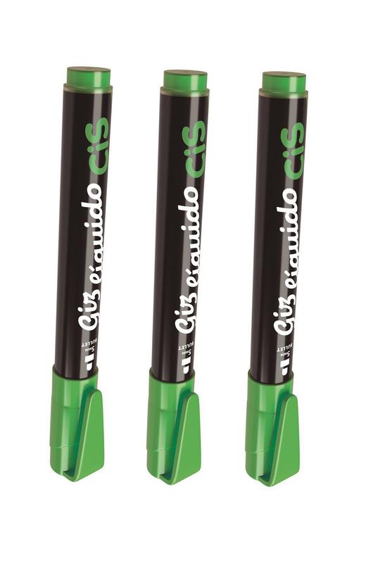 Caneta Giz Líquido P/Vidro Lousa Vitrine Verde Kit com 3 - CIS - Caneta ...