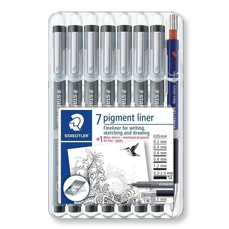 Caneta Nankin 7 Pigment Liner + Mars Micro 0,5 Staedtler 308 - Caneta ...