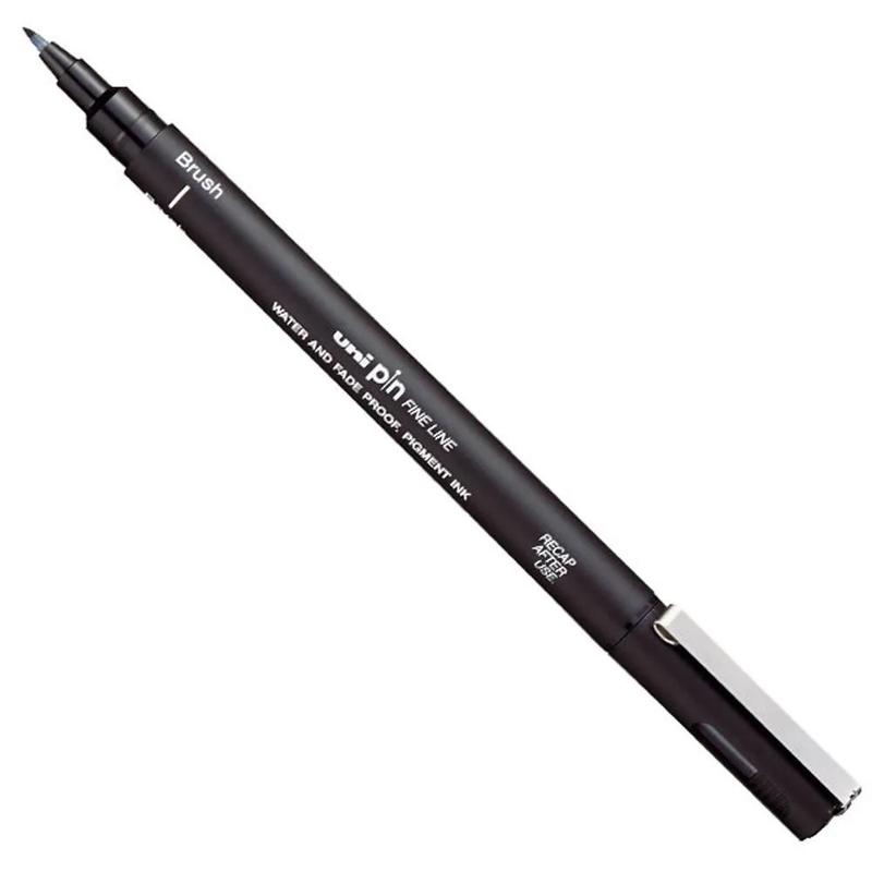 Caneta Pincel Uni Pin Fine Line Brush Preta - UNIBALL - Caneta Brush ...