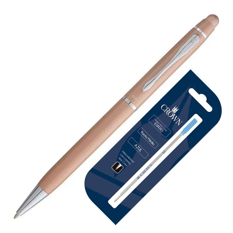 Caneta Touch Screen Crown Viena Dourado Esferográfica Original + Carga ...