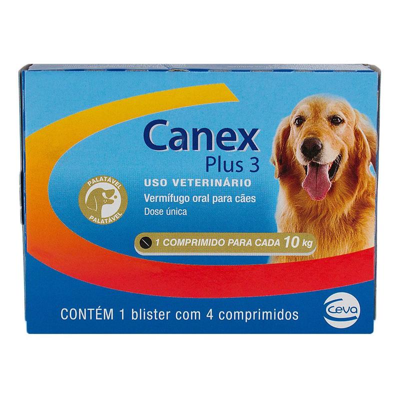 Canex Plus 3 para Cães Vermífugo Oral 1 Comprimido para Cada 10kg de ...