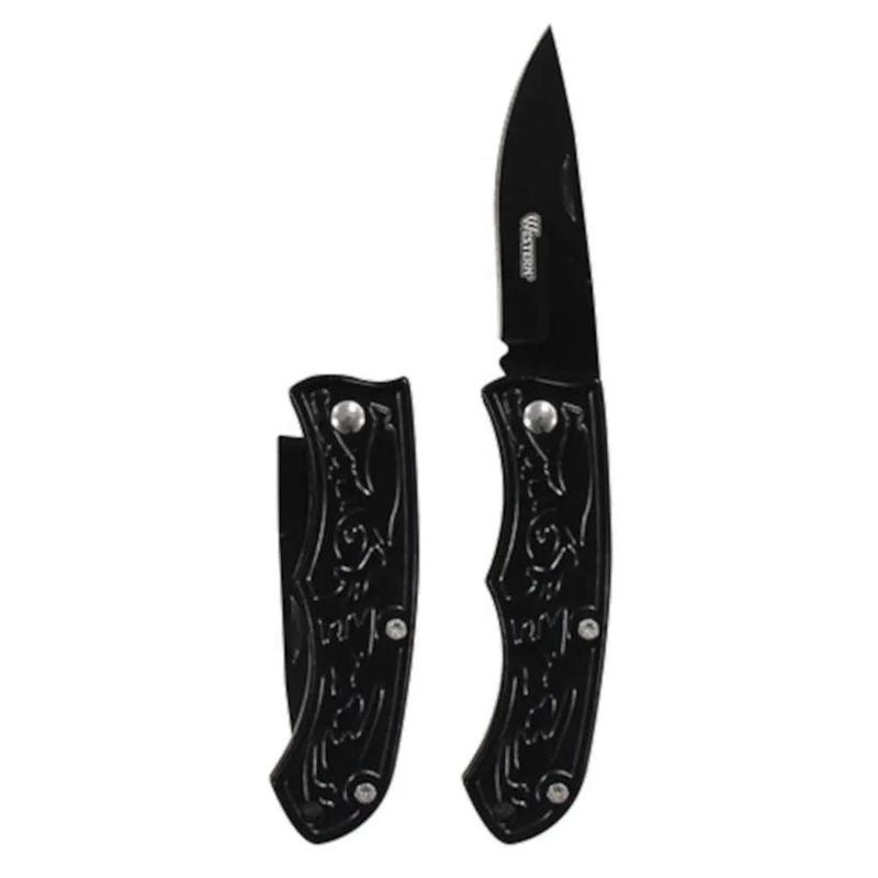 Canivete Tático Dobrável P/Pesca e Caça Aço Inox Com Abridor Western ...