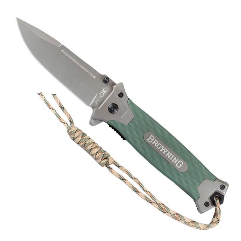 Canivete Tático Militar Inox Verde Recartilhado 6339 Browning ...