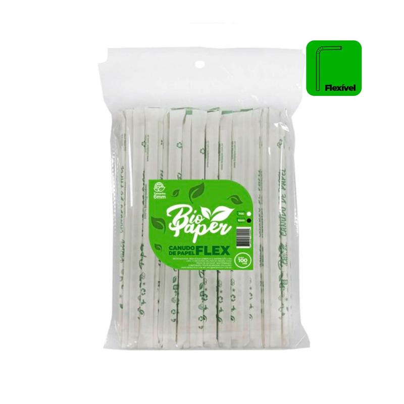Canudo de Papel Flexível 6mm Branco com 100 unidades BioPaper - BIO ...