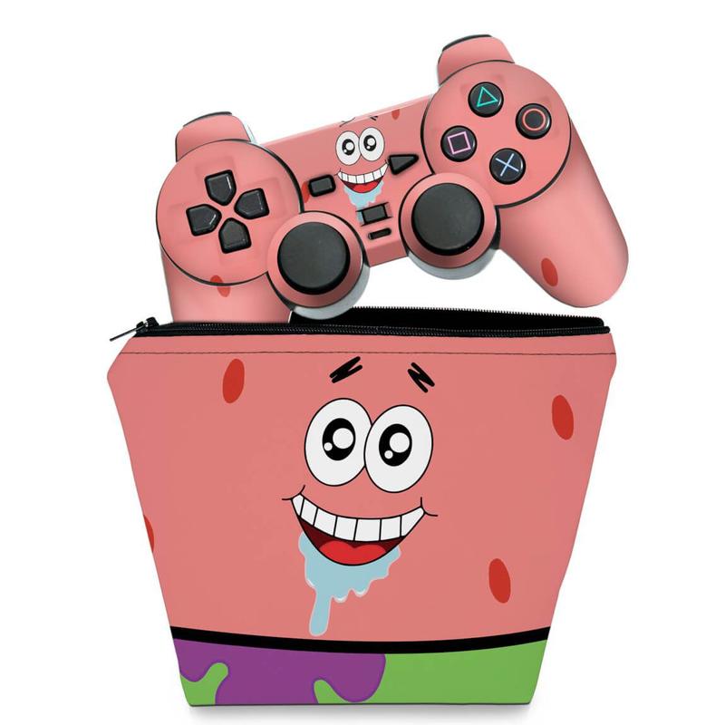 Capa Case e Skin Adesivo Compatível PS2 Controle - Patrick Bob Esponja ...