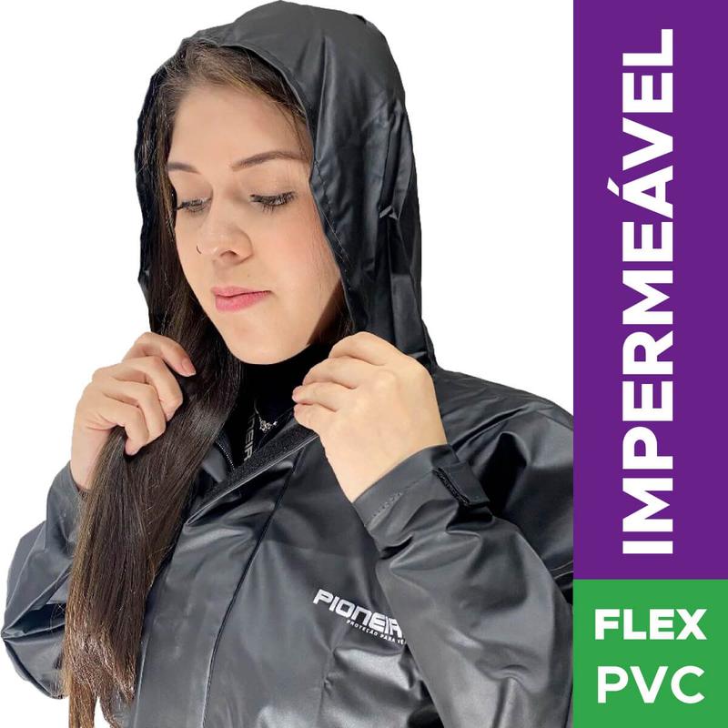 Capa De Chuva Motoqueiro Moto Impermeável PVC Fem c/ Capuz - PIONEIRA ...