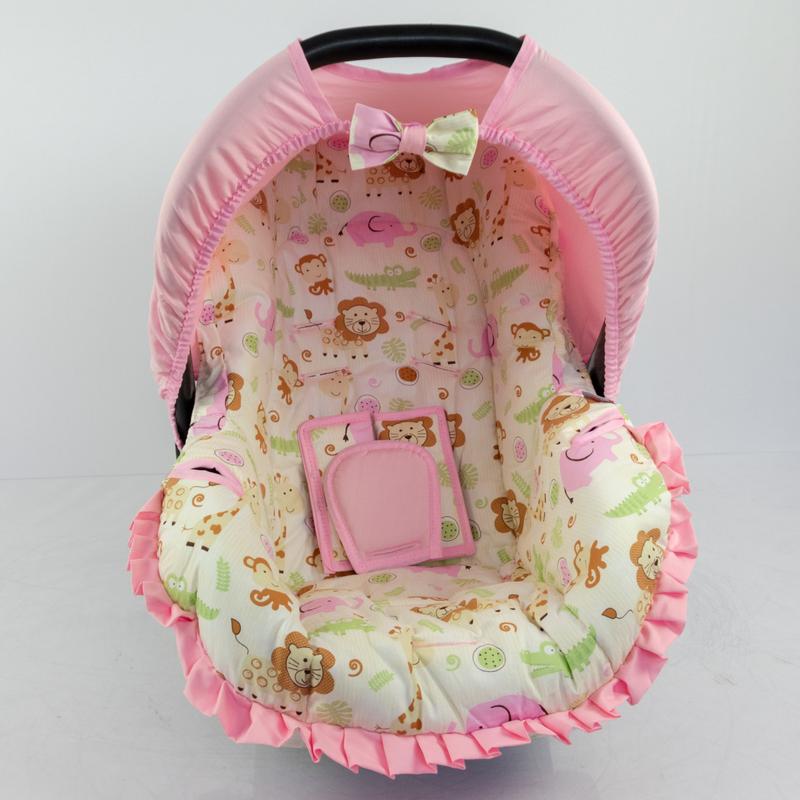 Capa Para Bebê Conforto Multimarcas De 0 A 13 Kg Safari Rosa Novo ...