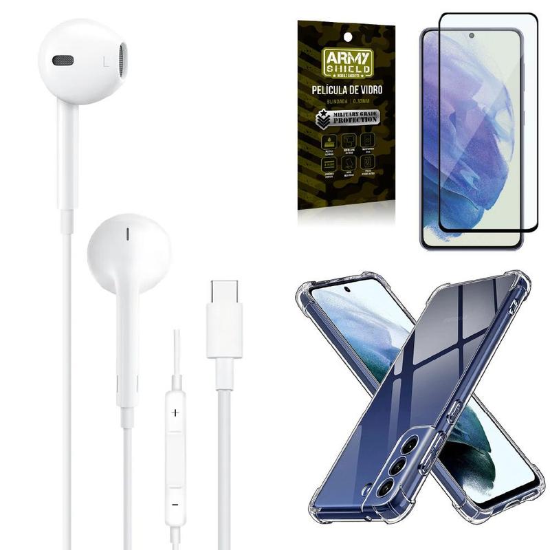 Capa Samsung S21 FE + Fone de Ouvido Tipo C + Película 3D - Armyshield ...
