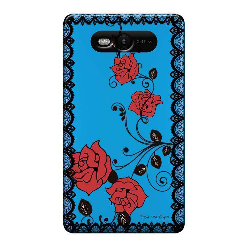 Capa Transparente Personalizada para Nokia Lumia N820 Renda com Rosas ...