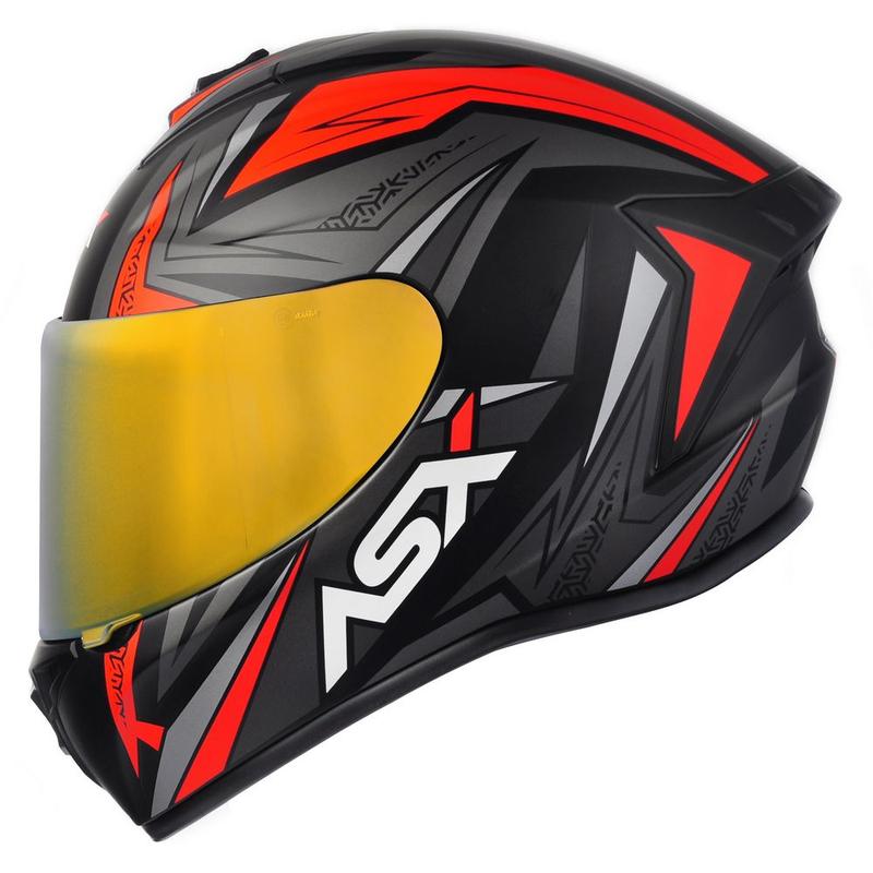 Capacete ASX Draken Vector Fosco Preto/Cinza/Vermelho Viseira Colorida ...