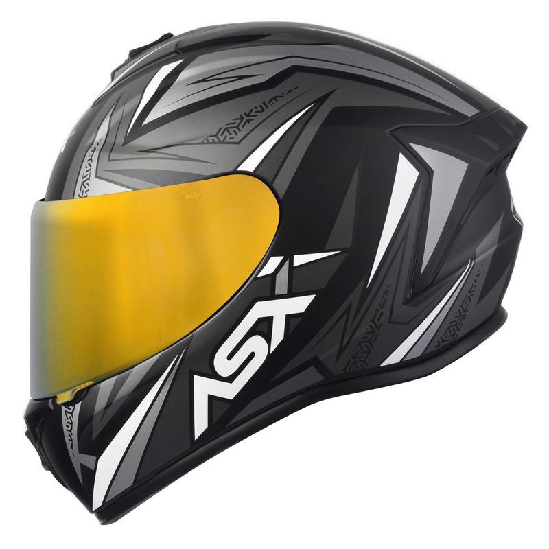 Capacete ASX Draken Vector Fosco Preto/Cinza Viseira Colorida ...