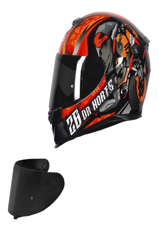 Capacete Axxis Eagle 26 Da Norte Com Viseira Fumê - Preto e Vermelho ...