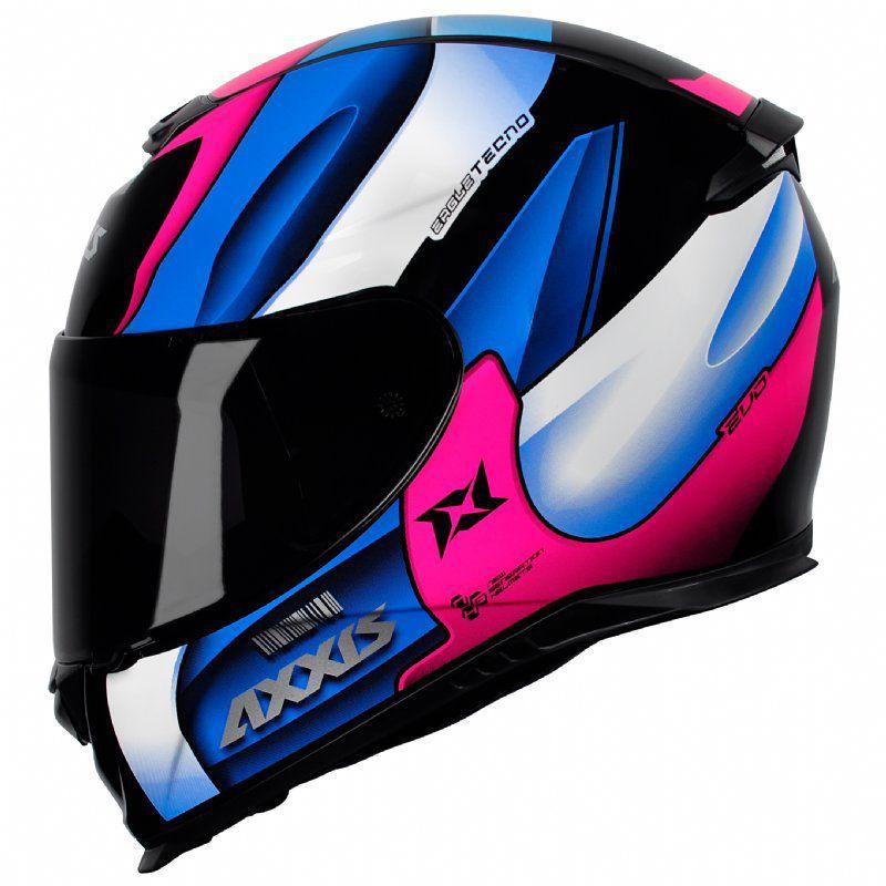 Capacete Axxis Eagle Tecno Gloss Black/Pink/Blue - Capacetes de Moto ...