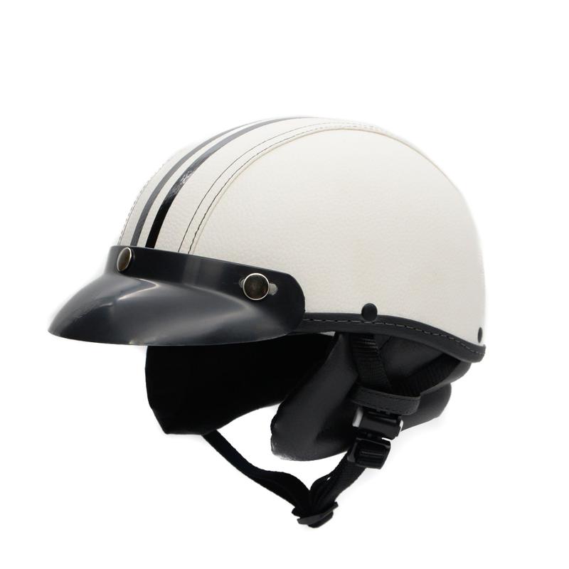 Capacete Coquinho Scooter Moto Elétrica Bike Couro Branco - BR101 ...
