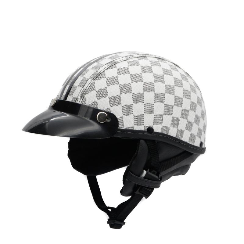 Capacete Coquinho Scooter Moto Elétrica Bike Xadrez Couro - BR101 ...