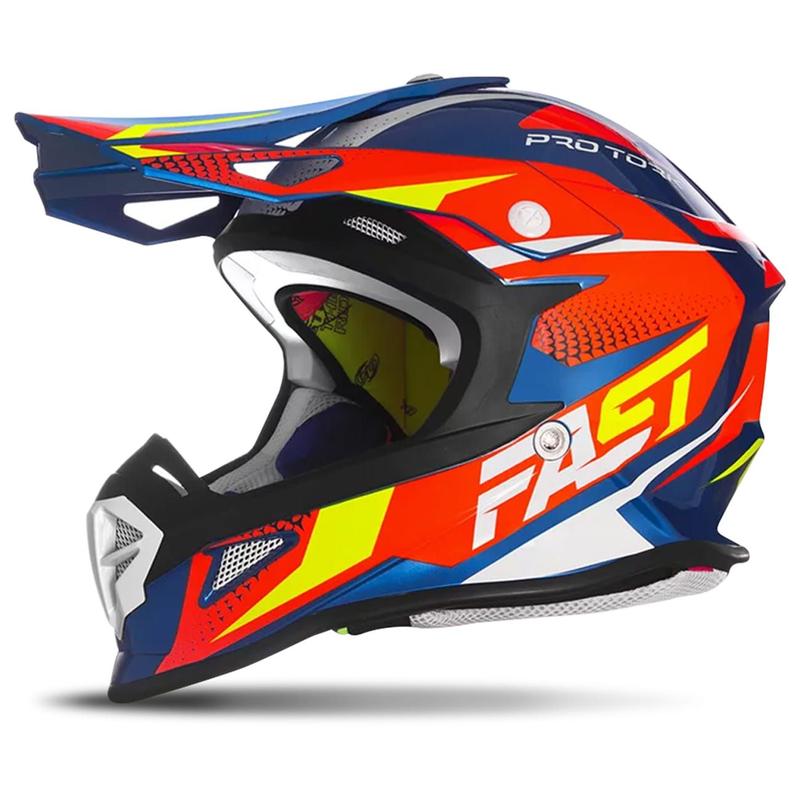 Capacete de Trilha Cross Fast Fantasy Enduro Pro Tork Azul e Laranja ...