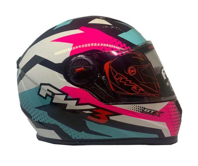 Capacete FW3 GT Super Azul Tifanny Rosa/ Branco - Capacetes de Moto ...