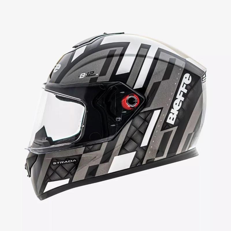 Capacete Moto Bieffe Helmets B12 Strada Preto Prata Metálico - Capacete ...