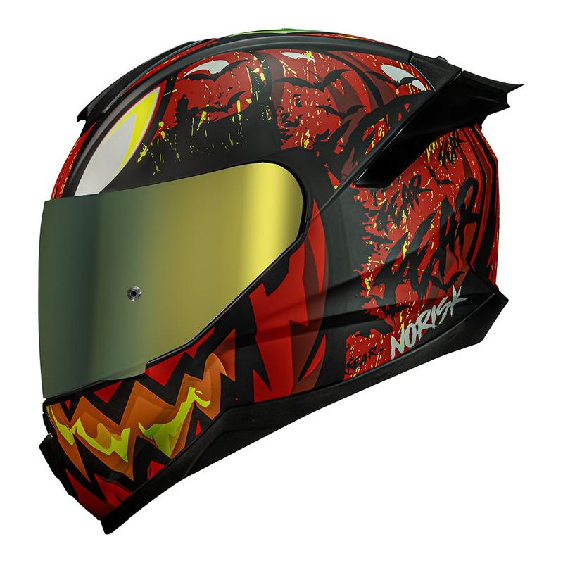 Capacete Norisk Razor Halloween Preto e Laranja Com Viseira Dourada ...