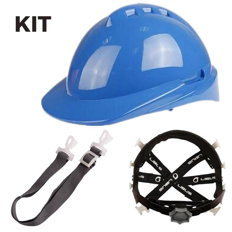 Capacete Para Obra Azul e Suspensão e Jugular Classe Millenium - LIBUS ...
