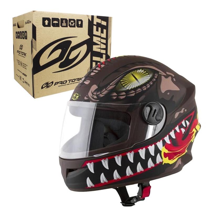 Capacete Protork New Liberty Four Kids Raptor Marrom Fosco - Capacete ...
