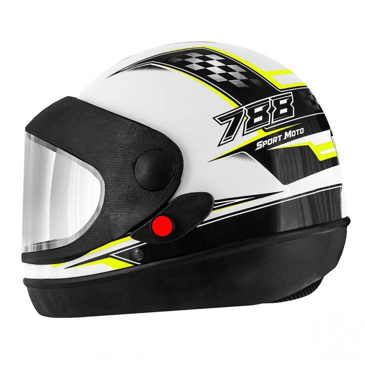 Capacete Super Sport Moto Protork Branco Com Amarelo 60 - Capacetes de ...