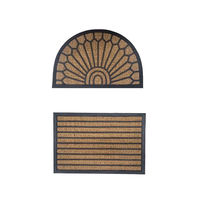 Capacho Tapete de Entrada Meia Lua Fibra Coco Borracha 2un - YAZI - Capacho / Tapete de Entrada ...