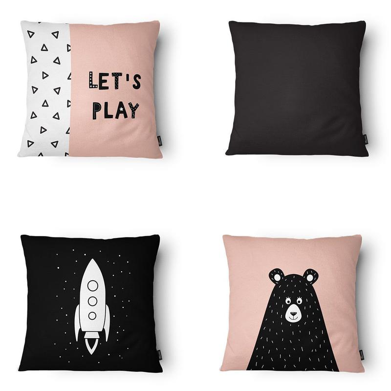 Capas Almofadas Decorativas Infantil Rose Preto - 03 unid - Tuti Gottô ...
