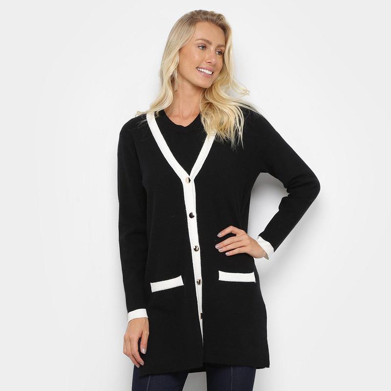 Cardigan Facinelli Longo Clássico Feminino - Cardigan Feminino ...