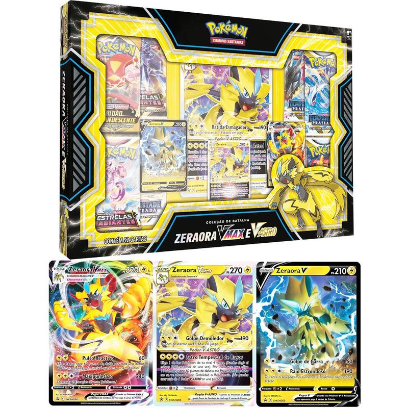 Cards Pokemon Box Coleção de Batalha VMax Zeraora ou Deoxys - Copag ...