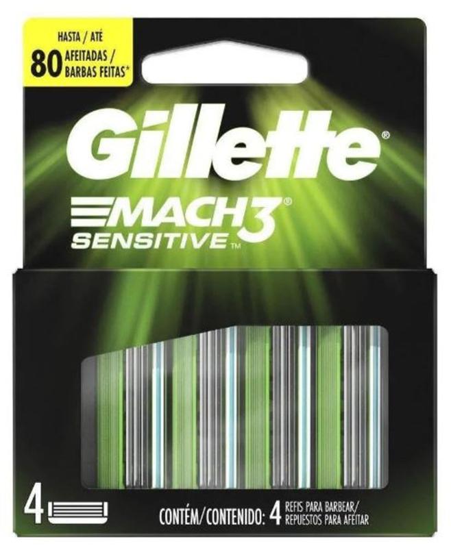 Carga Gillette Mach 3 Sensitive - Refil com 4 Unidades - P&G - Lâmina e ...
