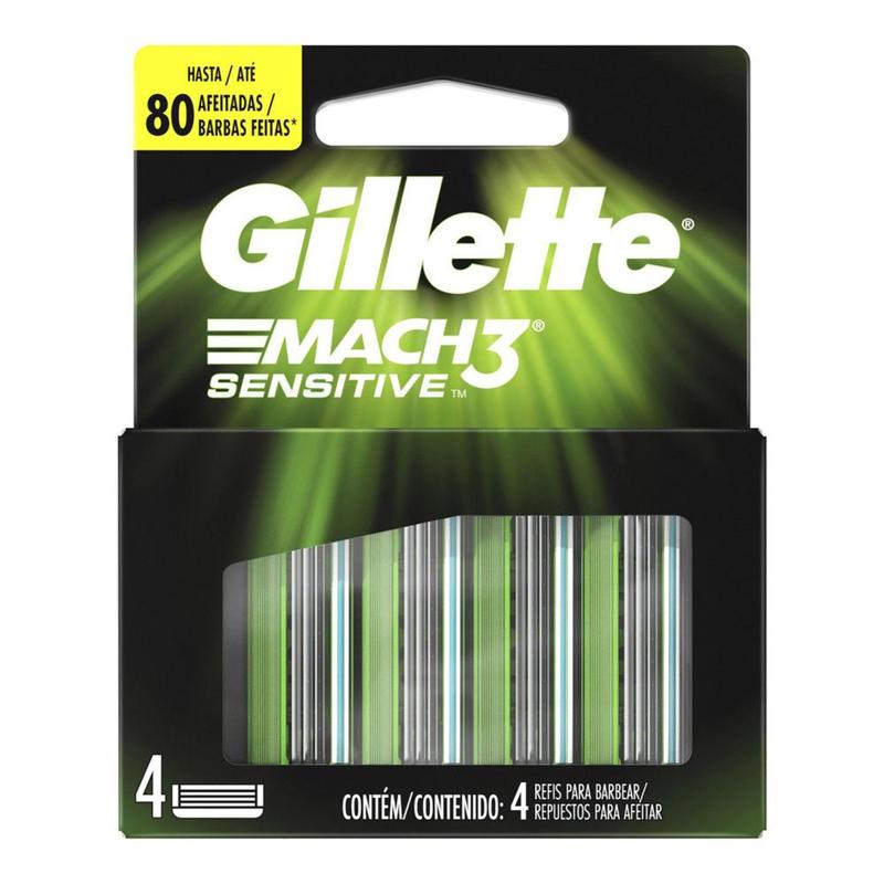 Carga Gillette Mach3 Sensitive com 4 unidades - Lâmina e Carga para ...