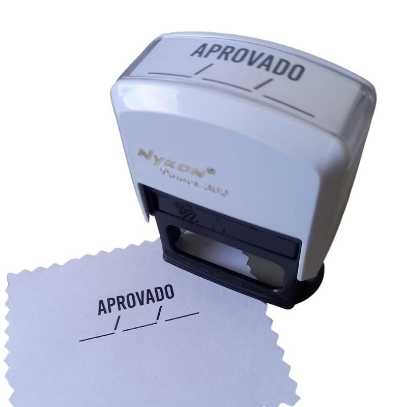 Carimbo Automático dizer Aprovado com data Cor Branco - FF Carimbos ...
