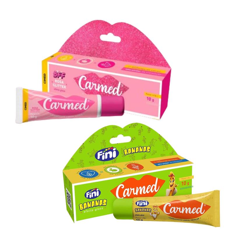 Carmed BFF Hidratante labial rosa glitter + Carmed fini banana 10 ...