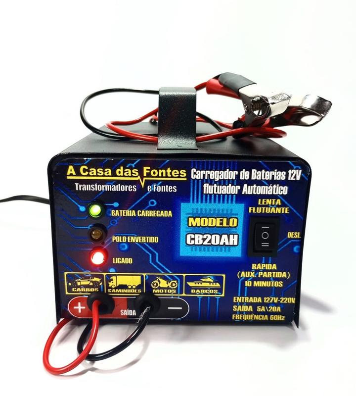 Carregador De Bateria Automotivo 12v Carro E Moto Cf5 Inteligente ...